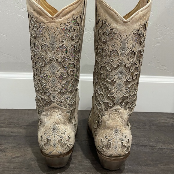 Corral | Shoes | Corral White Glitter Inlay Western Boots Woman Size 8 ...